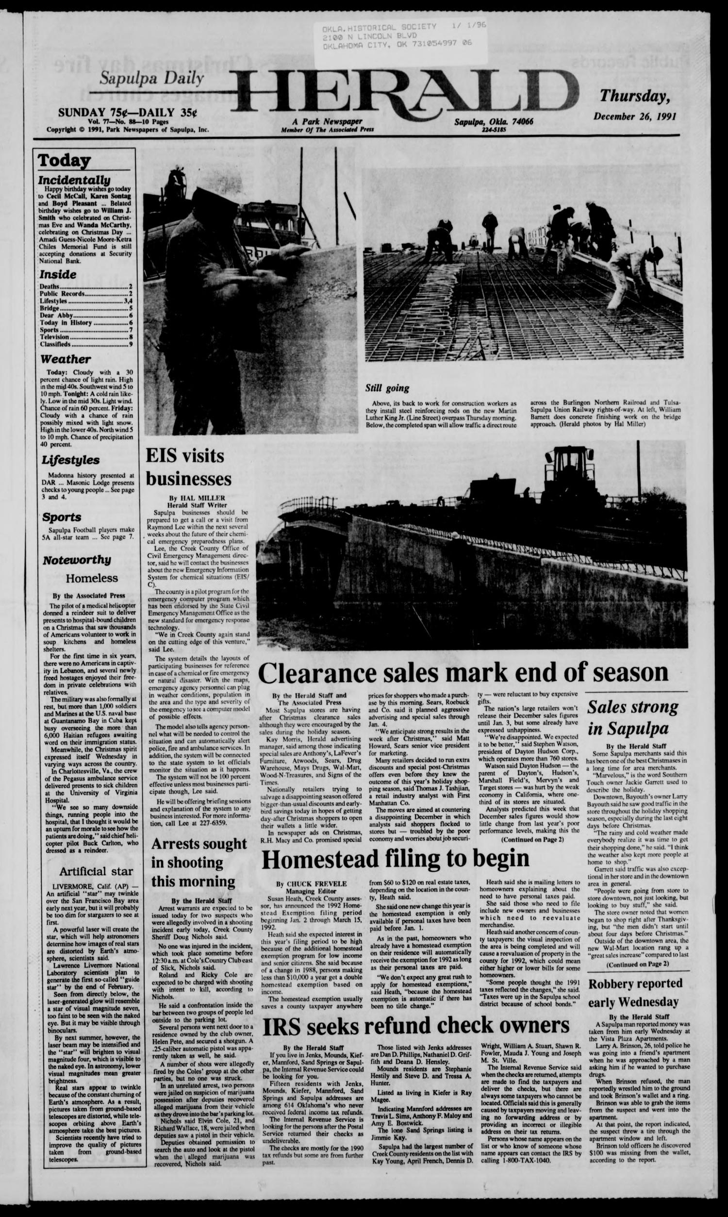 Spotlight on Sapulpa: Headlines for December 26th – Sapulpa Times