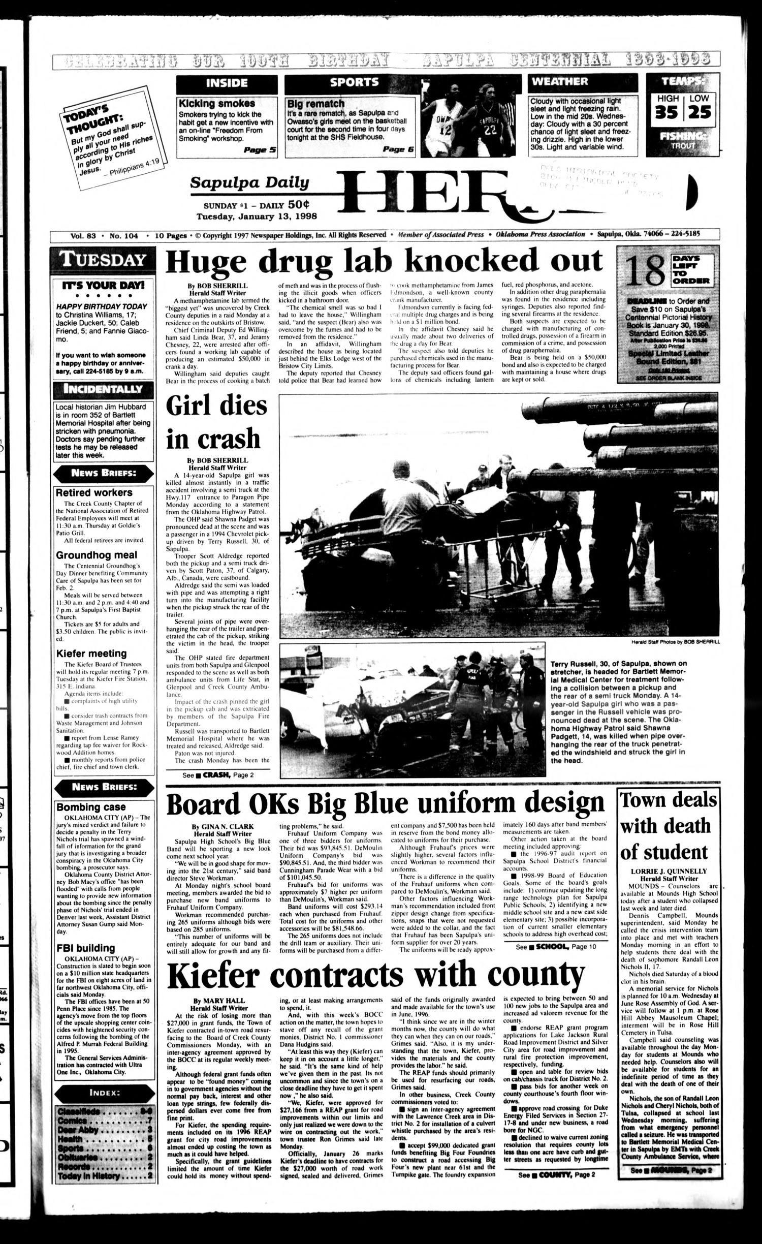 Spotlight on Sapulpa: Headlines for January 13th – Sapulpa Times