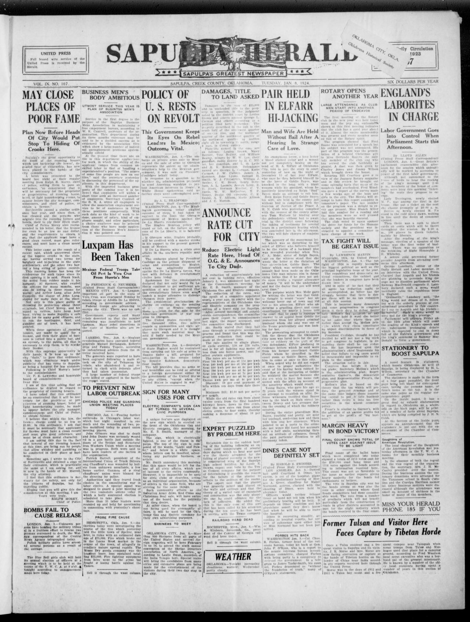Spotlight on Sapulpa: Headlines for January 8th – Sapulpa Times
